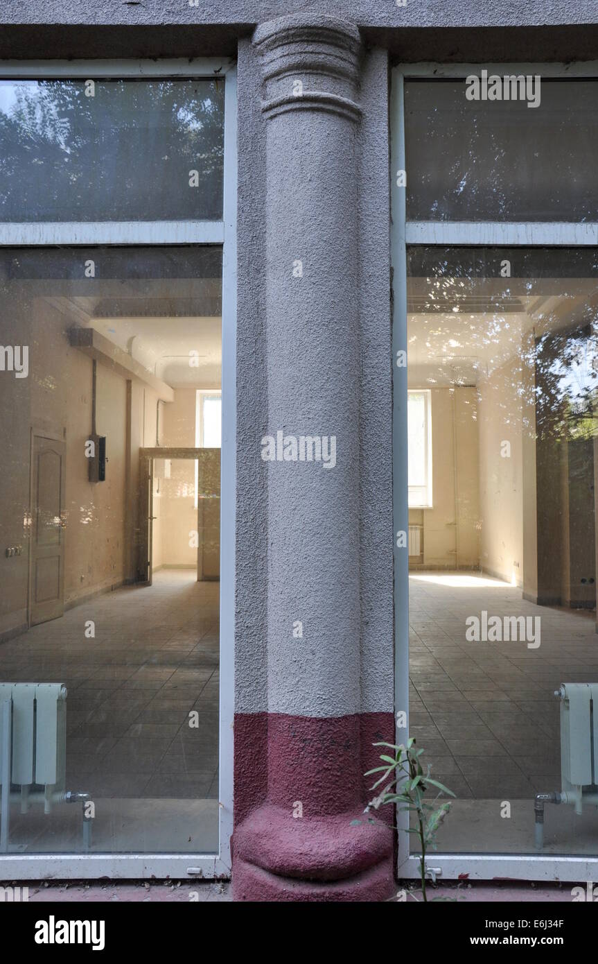 Old empty house seen through the big window Stock Photo - Alamy