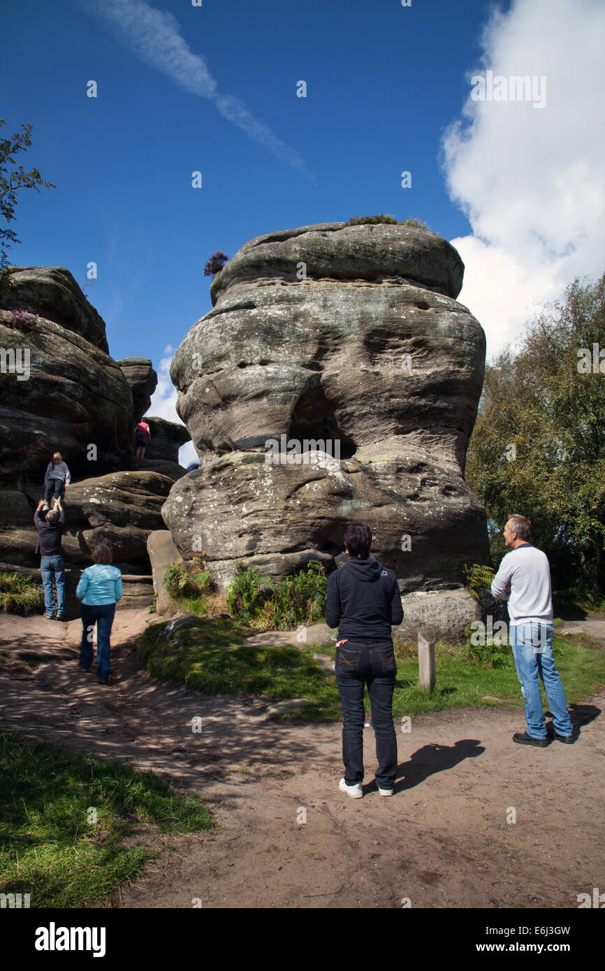People at Brimham Rocks; Brimham Crags a collection of balancing ...
