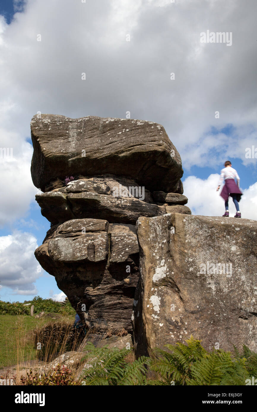 People at Brimham Rocks; Brimham Crags a collection of balancing ...