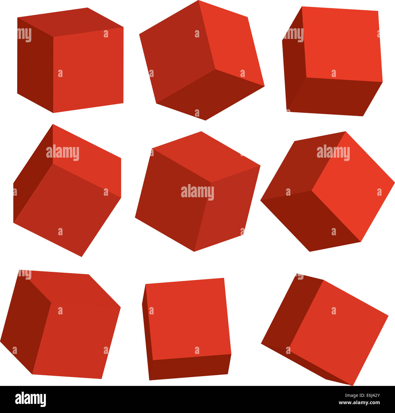 An Illustration of Red 3D cubes in different positions Stock Photo - Alamy