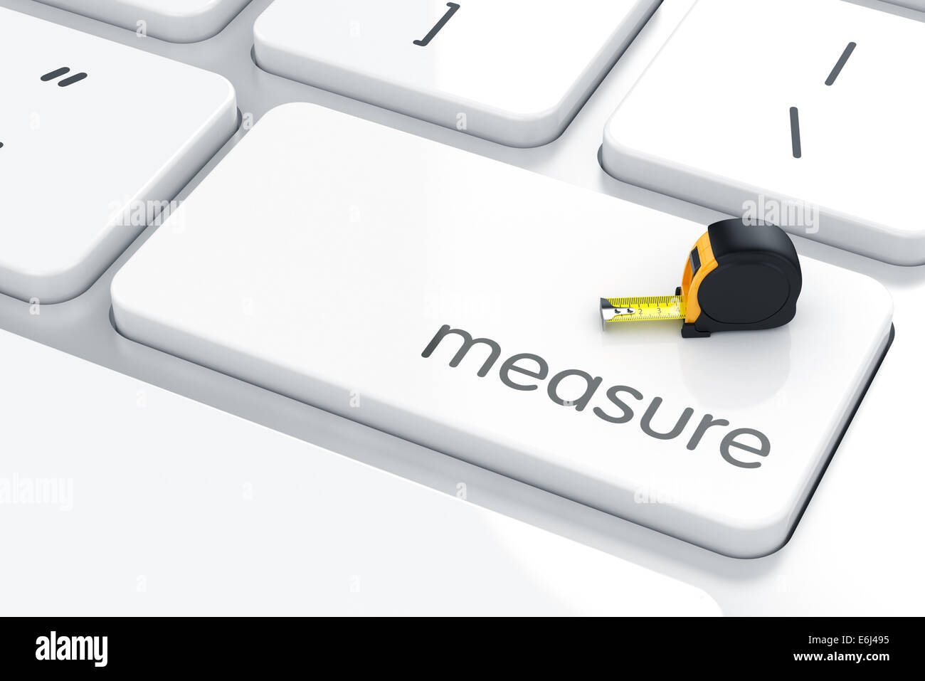 3d render of measure ruler on the keyboard. Measure concept Stock Photo ...