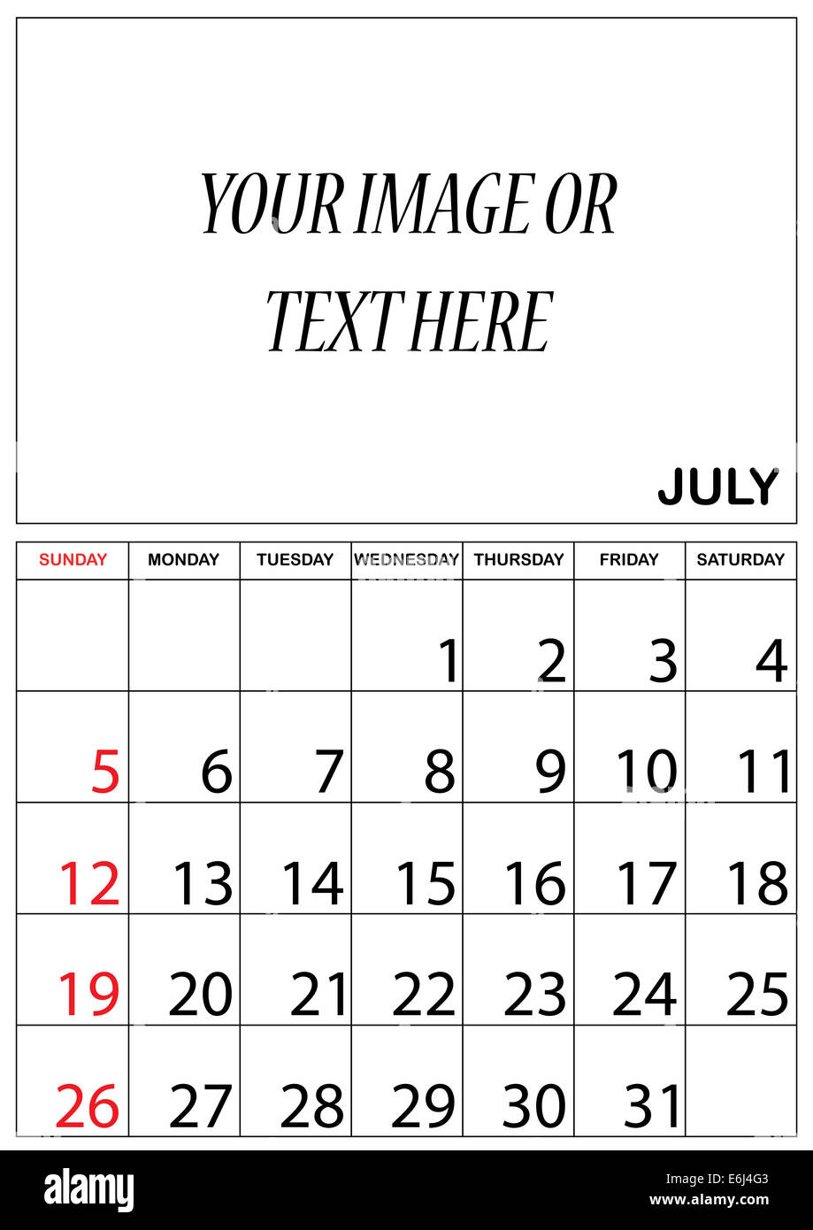 An Illustration of a Simple 2015 year calendar Stock Photo - Alamy