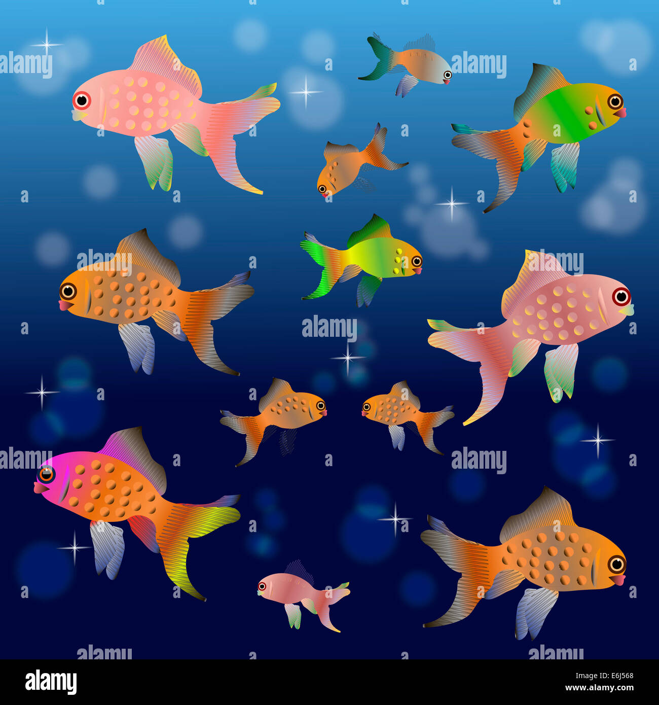 Colorful cartoon fishes Stock Photo - Alamy