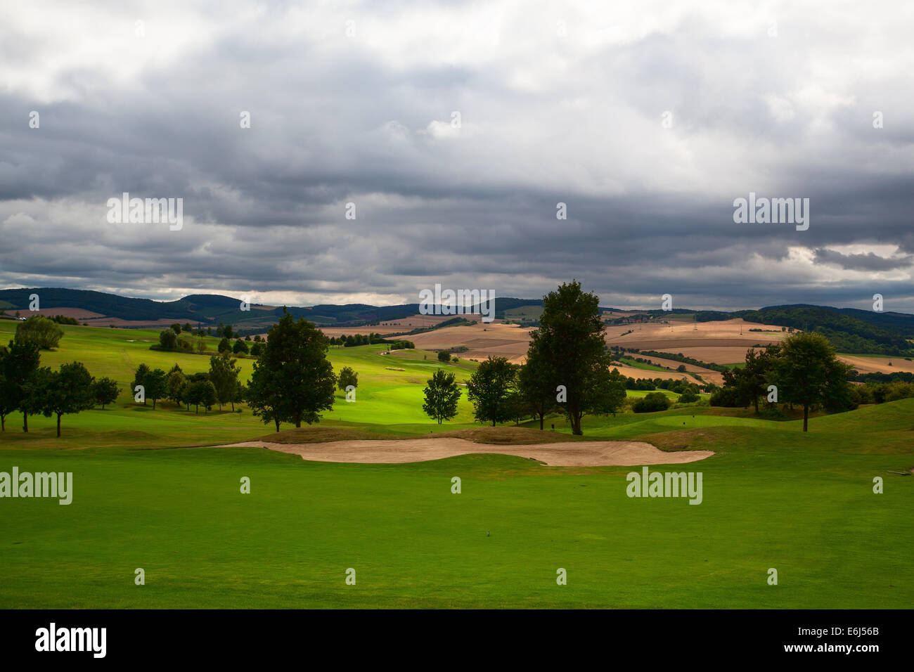 Empty golf course on the hills Stock Photo - Alamy
