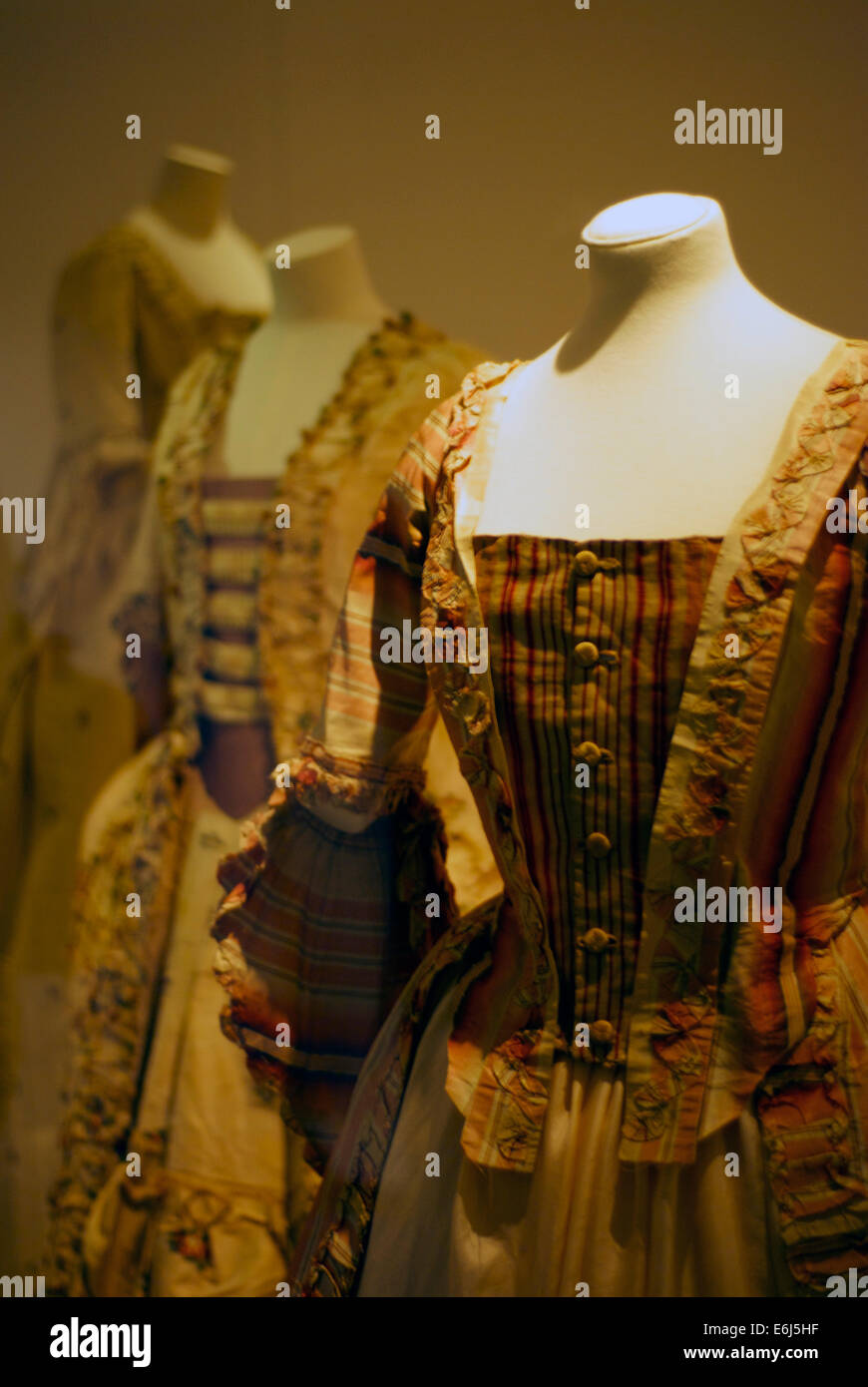 Regency dresses displayed on mannequins at the Bath Fashion Museum ...