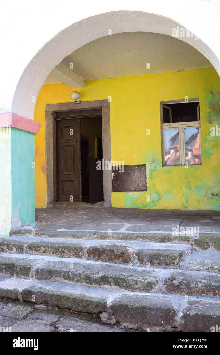 Old colored house Chelmsko Slaskie Lower Silesia Poland Schomberg Stock ...