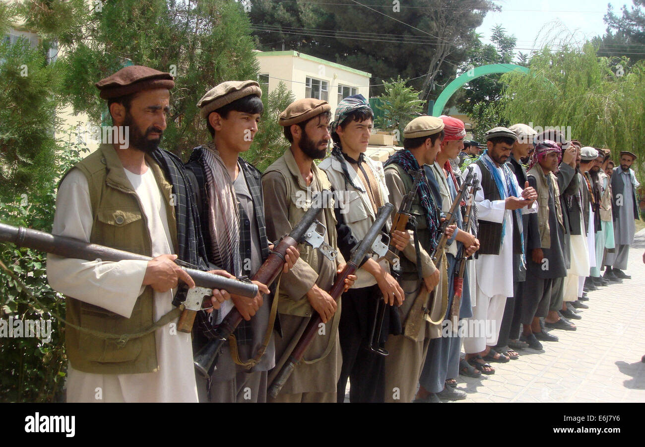 Baghlan, Afghanistan. 25th Aug, 2014. Taliban fighters attend a ...