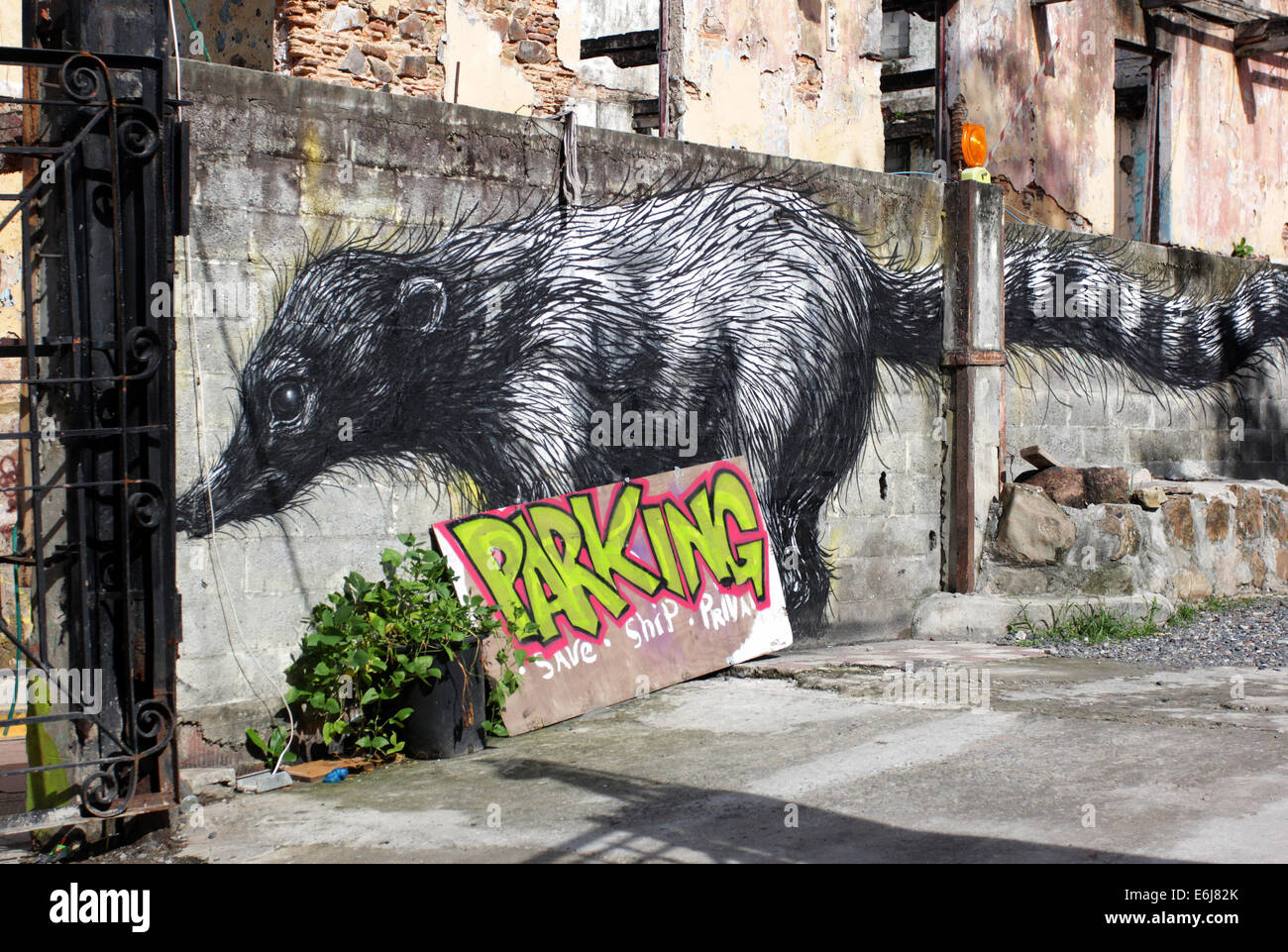 Street art painted by local artists in the walls of some buildings of ...