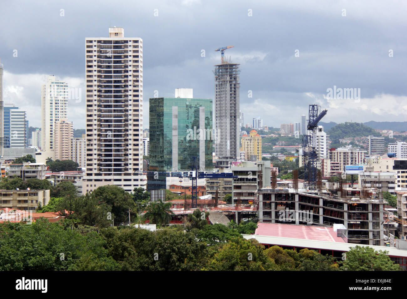 Panama City's financial district buildings. Bank and business offices ...