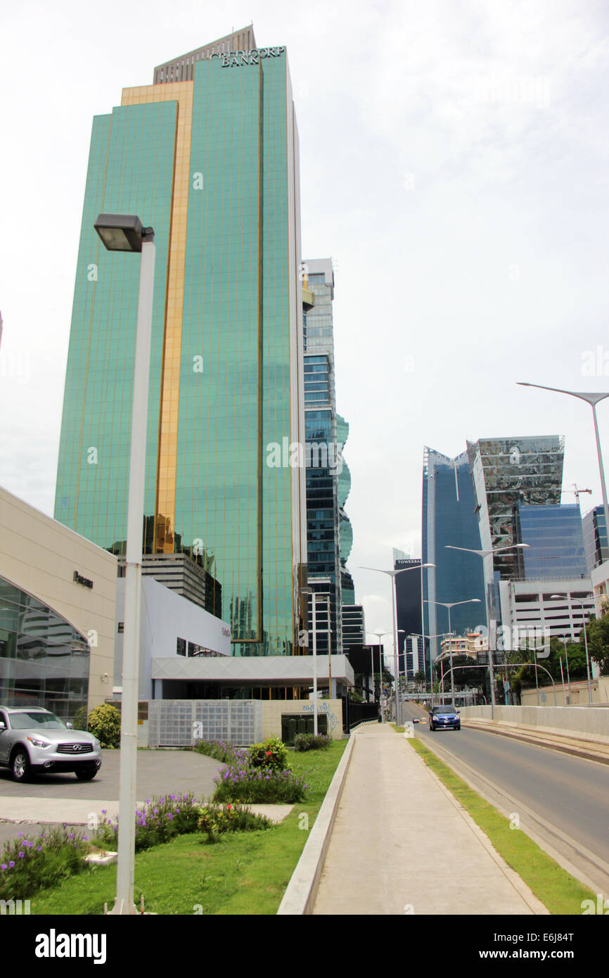 Panama City's financial district buildings. Bank and business offices ...