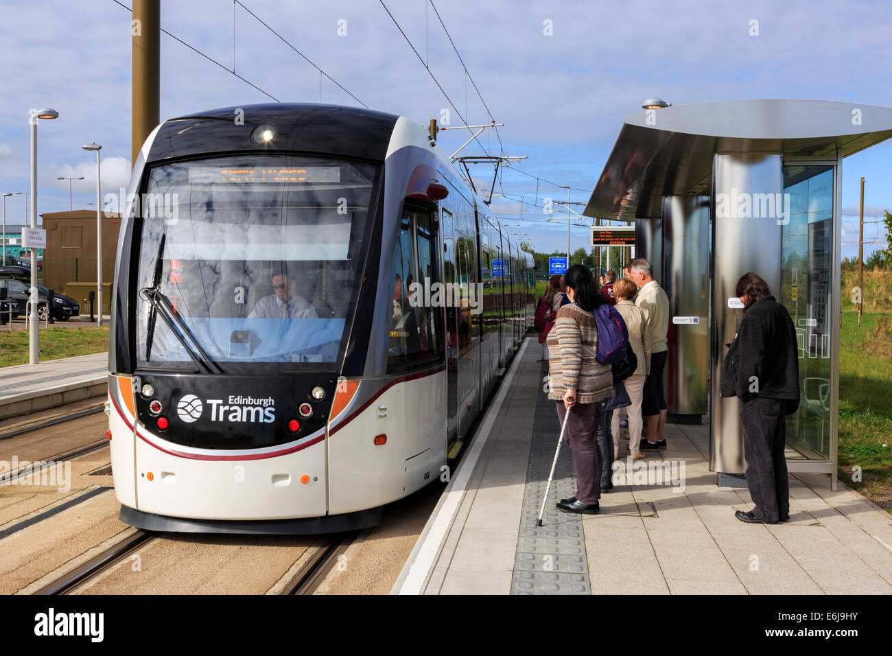 New Edinburgh electric tram at Ingliston station on the outskirts of ...