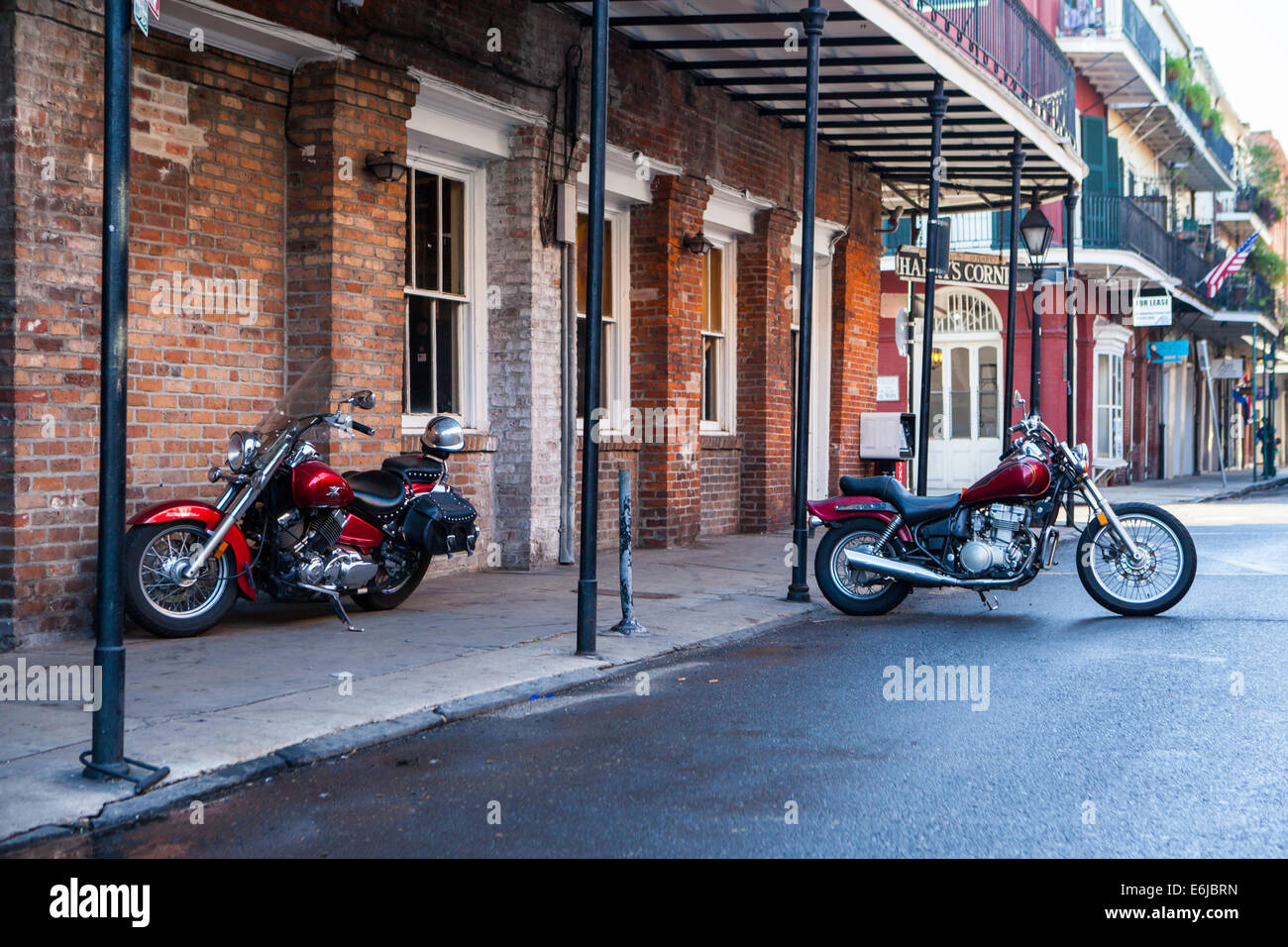 A rustic building with motorcycles in the French Quarter, New Orleans ...