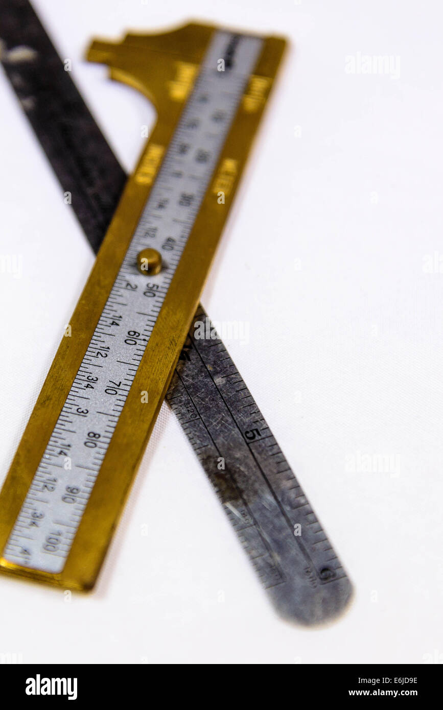 brass and silver measuring tools Stock Photo - Alamy