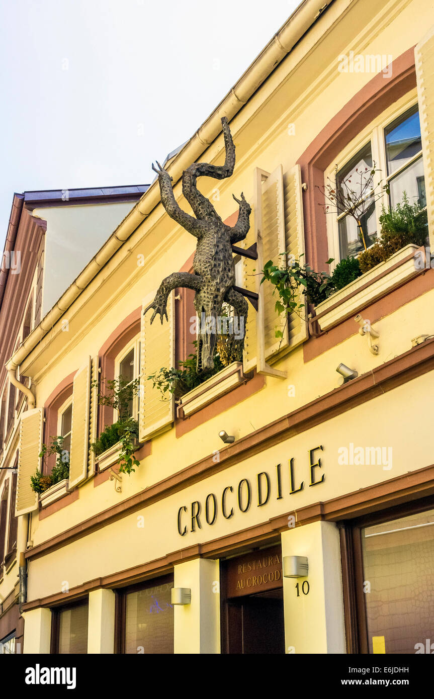 Crocodile restaurant facade and sign Strasbourg Alsace France Europe ...