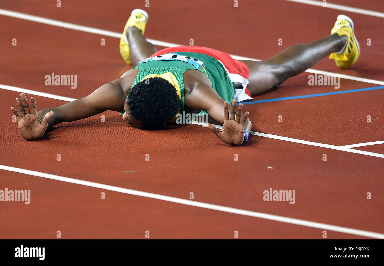 Nanjing, China's Jiangsu Province. 25th Aug, 2014. Gold medalist Wogene ...