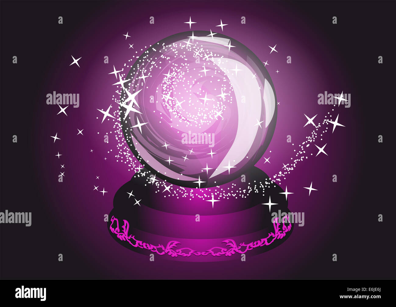 violet cristal ball. magic cristal ball on dark background Stock Photo ...