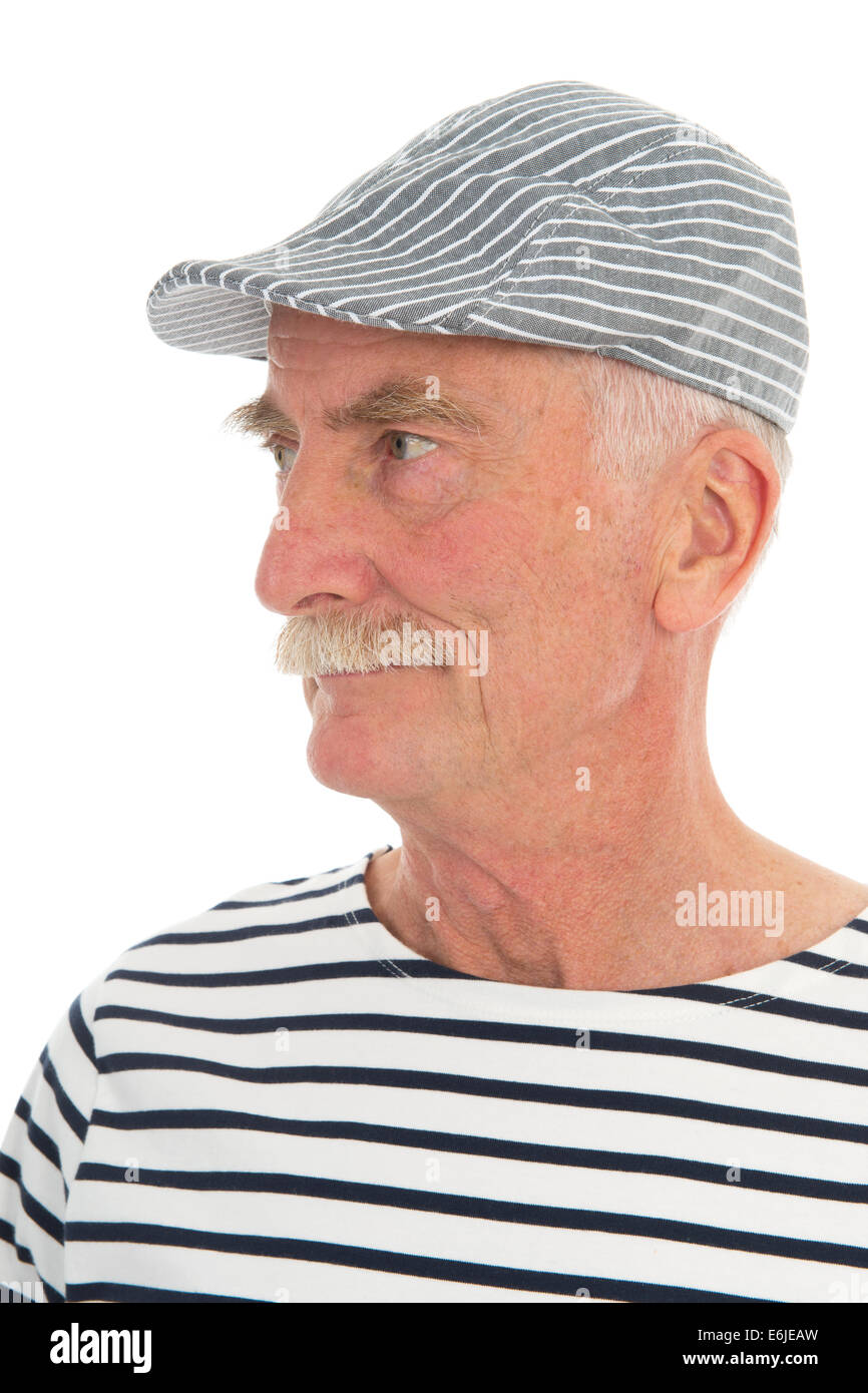 Portrait retired man with mustache and french cap Stock Photo - Alamy