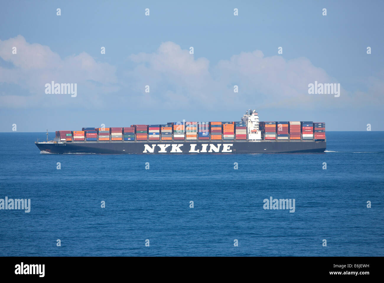 NYK Line Altair cargo container ship in Mediterranean sea Stock Photo ...