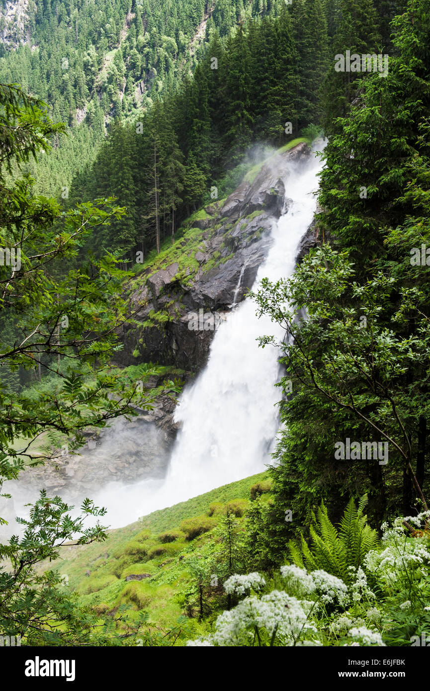 The Krimml Waterfalls in Austria. The falls are the highest in Europe ...