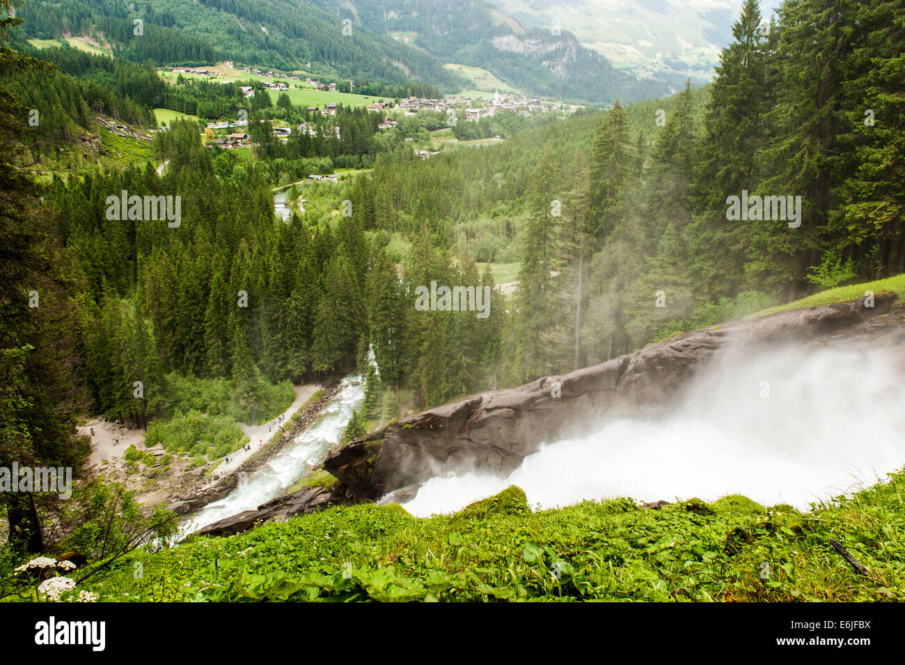 The Krimml Waterfalls in Austria. The falls are the highest in Europe ...