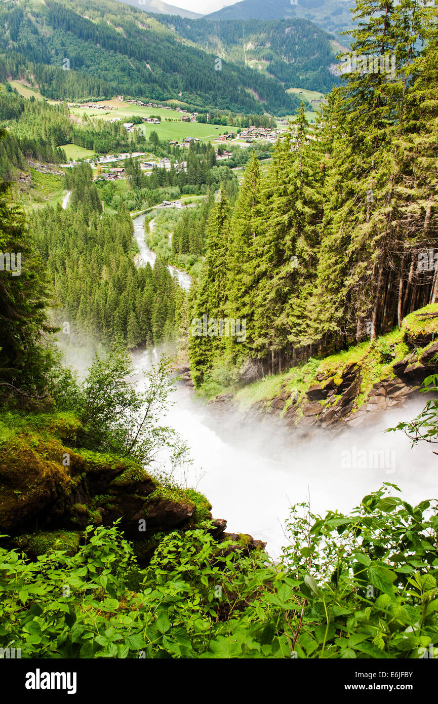 The Krimml Waterfalls in Austria. The falls are the highest in Europe ...