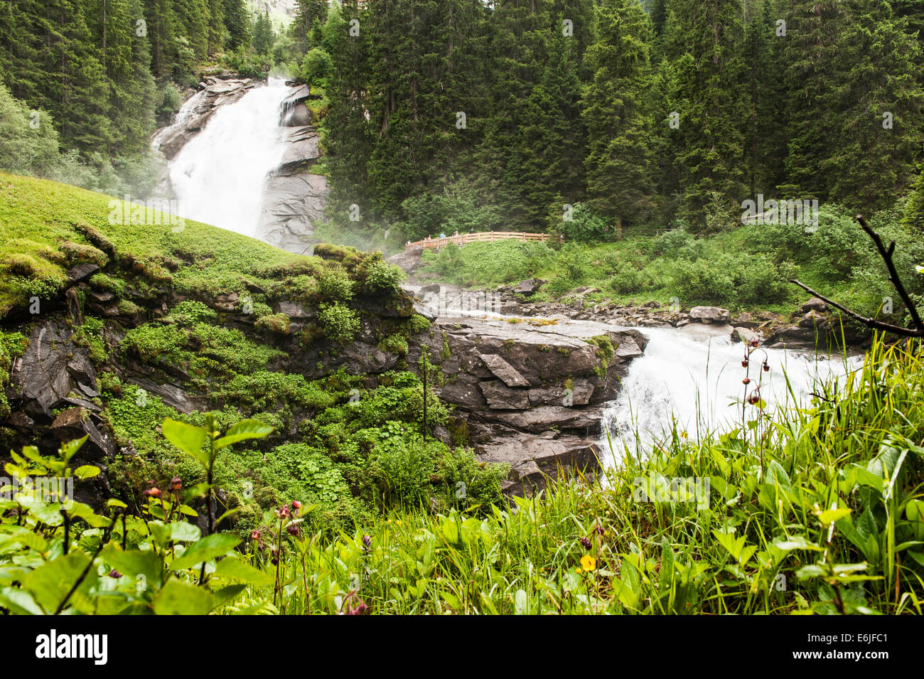 The Krimml Waterfalls in Austria. The falls are the highest in Europe ...