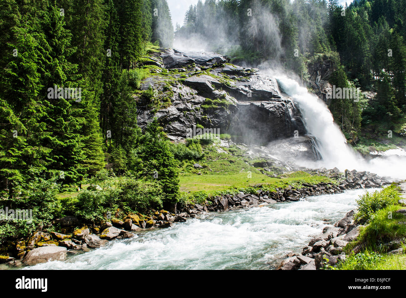 The Krimml Waterfalls in Austria. The falls are the highest in Europe ...