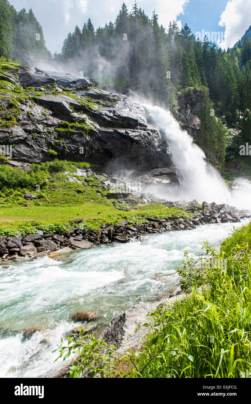 The Krimml Waterfalls in Austria. The falls are the highest in Europe ...
