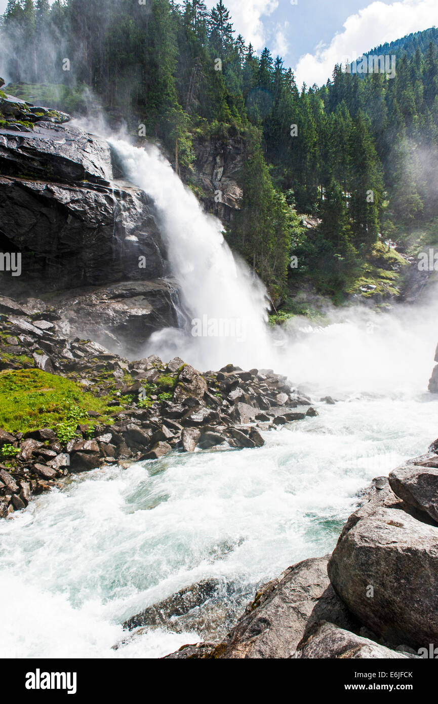 The Krimml Waterfalls in Austria. The falls are the highest in Europe ...