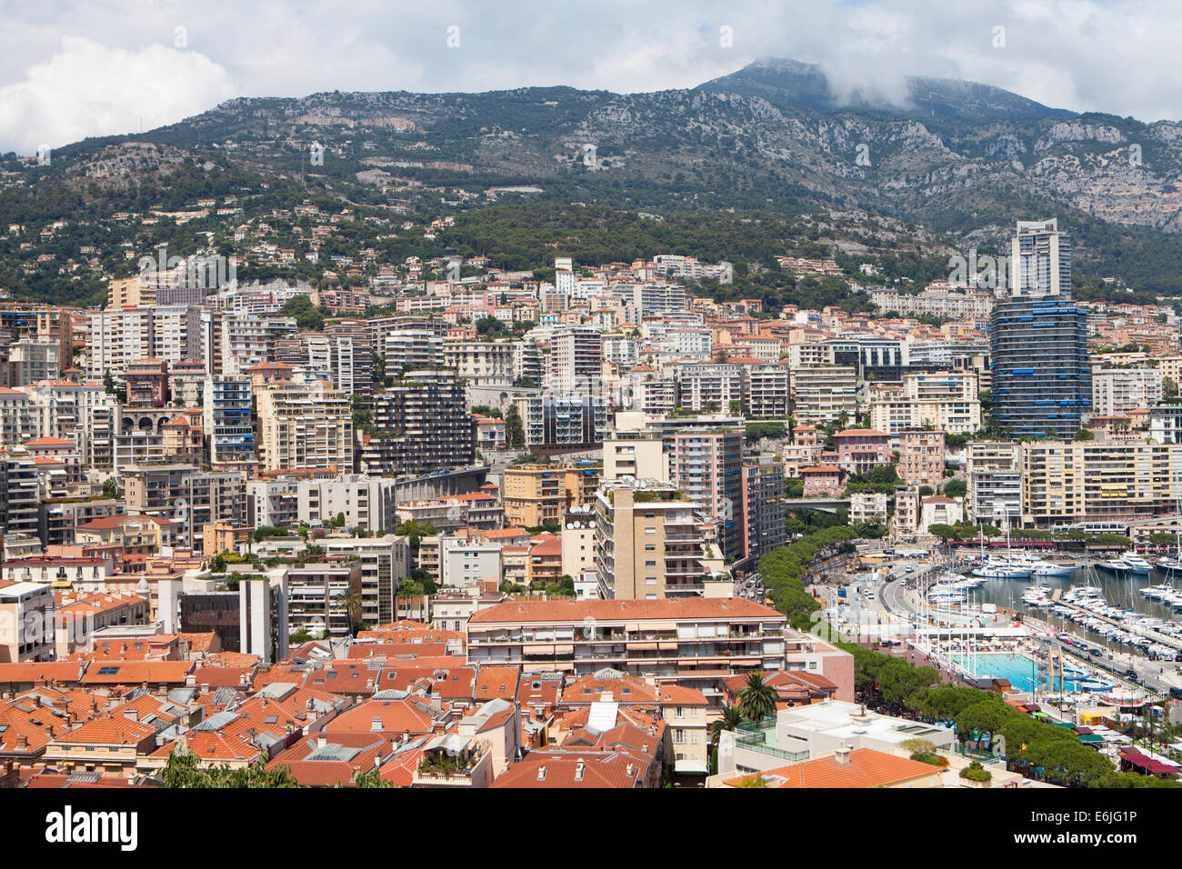 View over the harbour city and bay Monaco Bay in Monte Carlo France ...