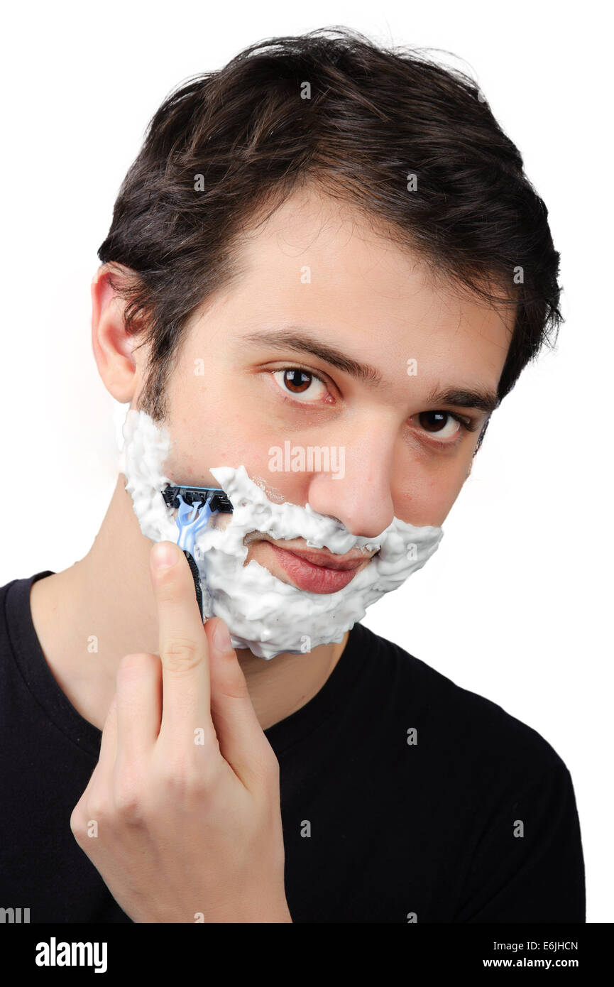 Man Shaving Foam On Face High Resolution Stock Photography and Images ...