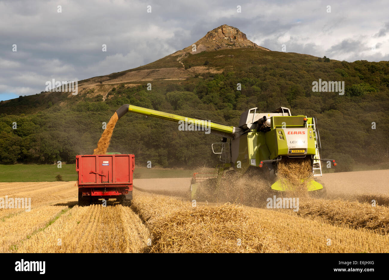 Harvesting in the fields around Roseberry Topping Stock Photo - Alamy