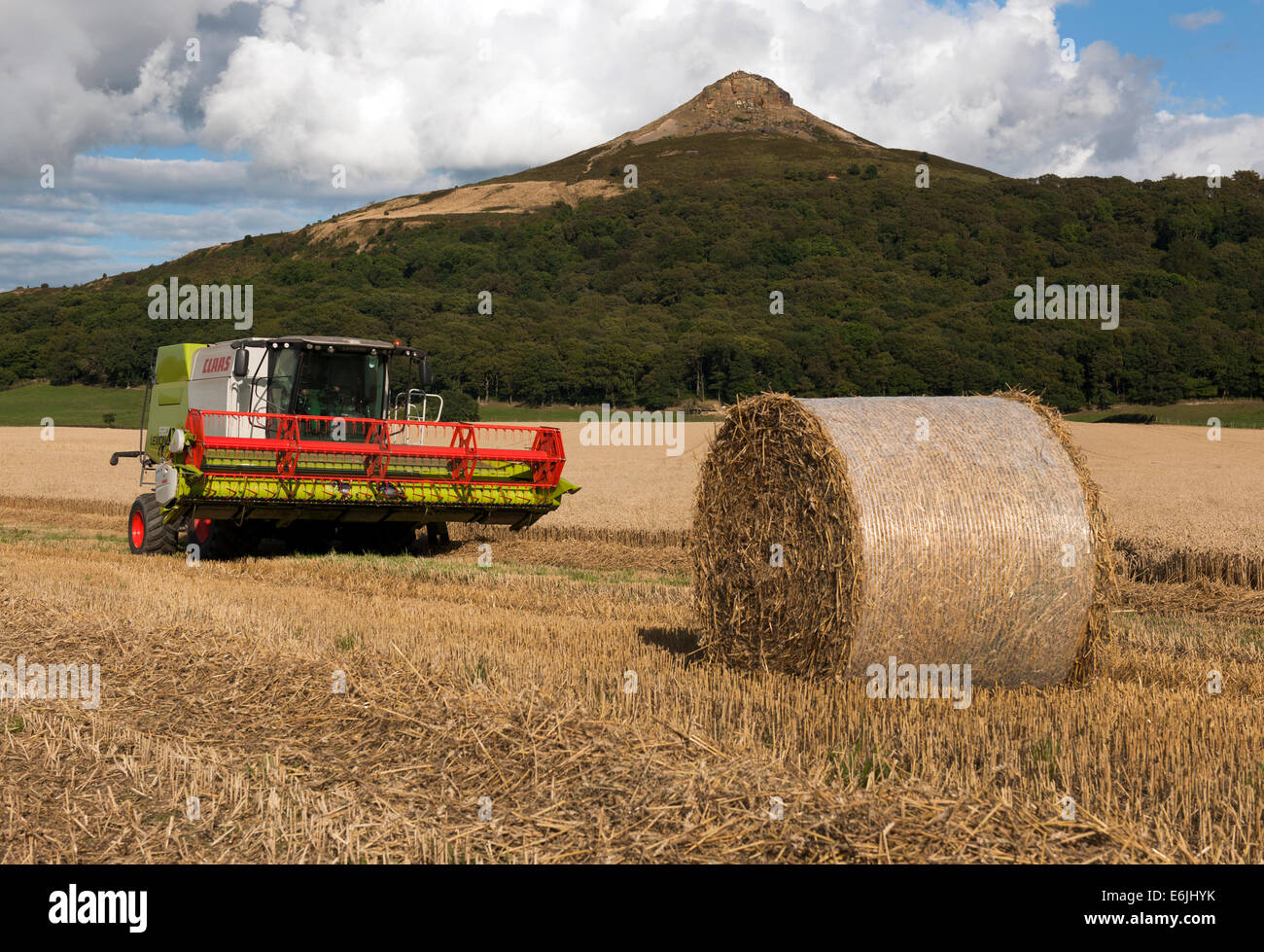 Harvesting in the fields around Roseberry Topping Stock Photo - Alamy