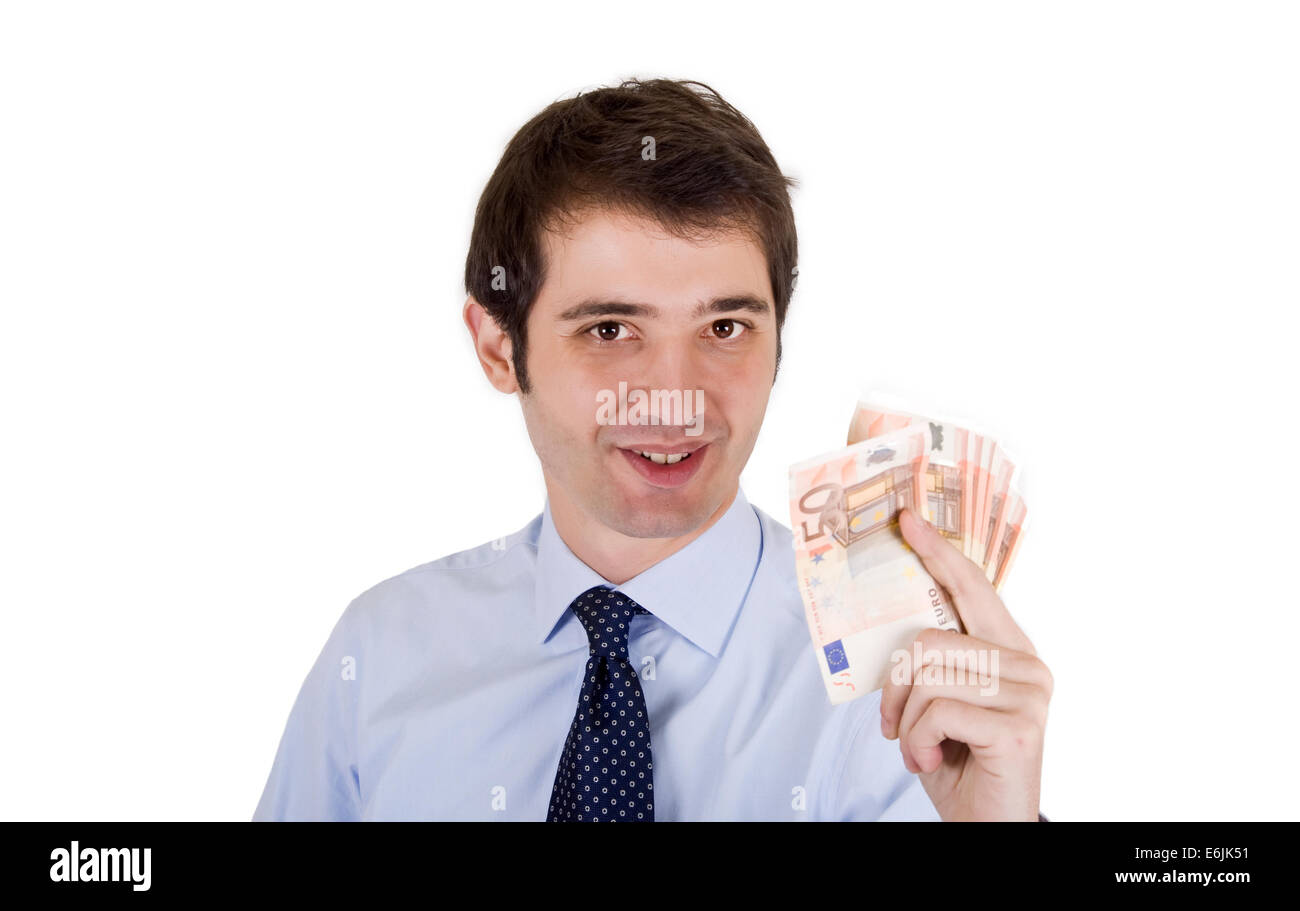 Man with money smiling Stock Photo - Alamy