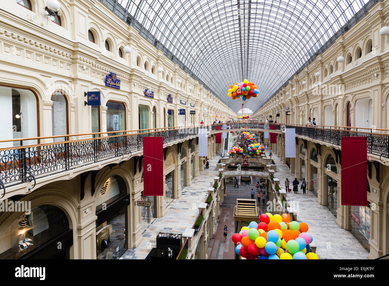 Interior of the GUM Shopping Centre on Red Square, Moscow, Russia Stock ...