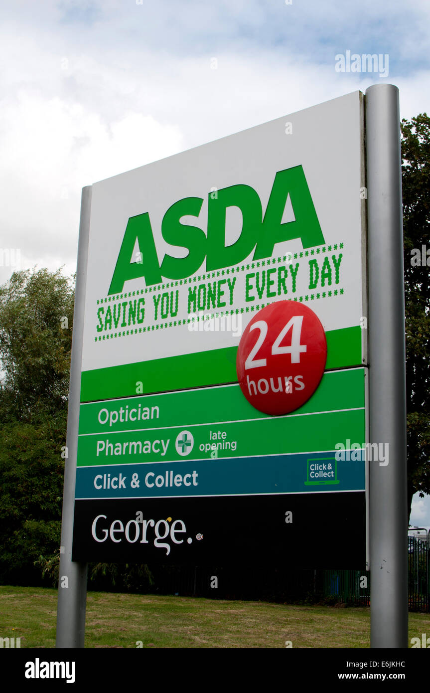Asda store opening hours sign hi-res stock photography and images - Alamy