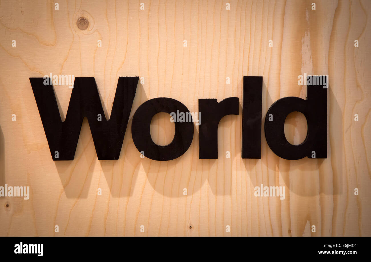 The Word "World" in Wood Type Stock Photo - Alamy