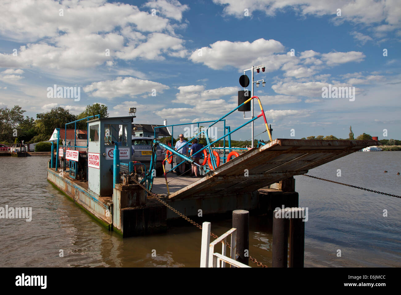 Reedham Ferry on the River Yare in Norfolk, the only crossing on this ...