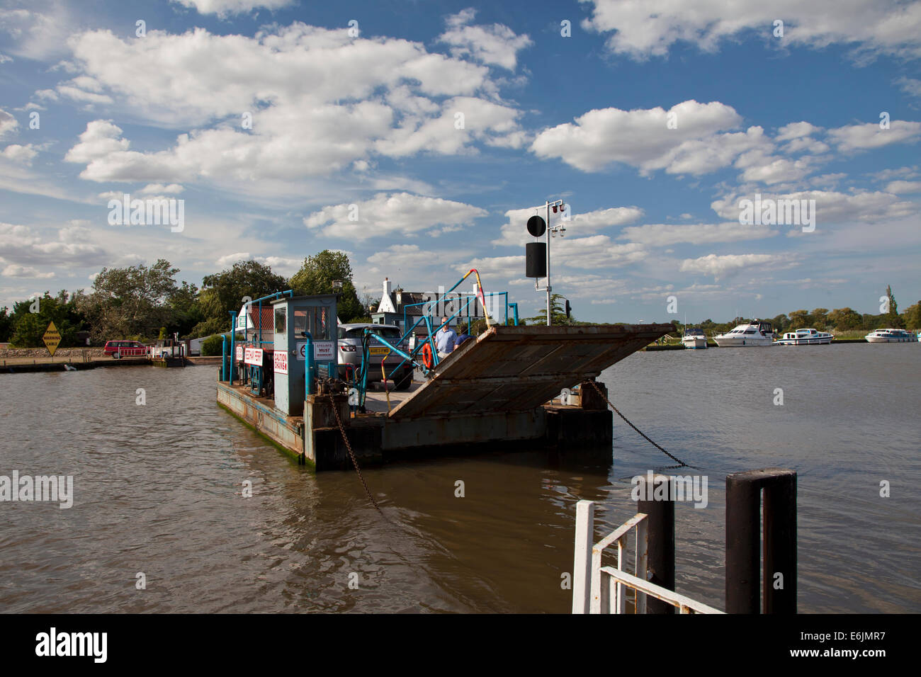 Reedham Ferry on the River Yare in Norfolk, the only crossing on this ...