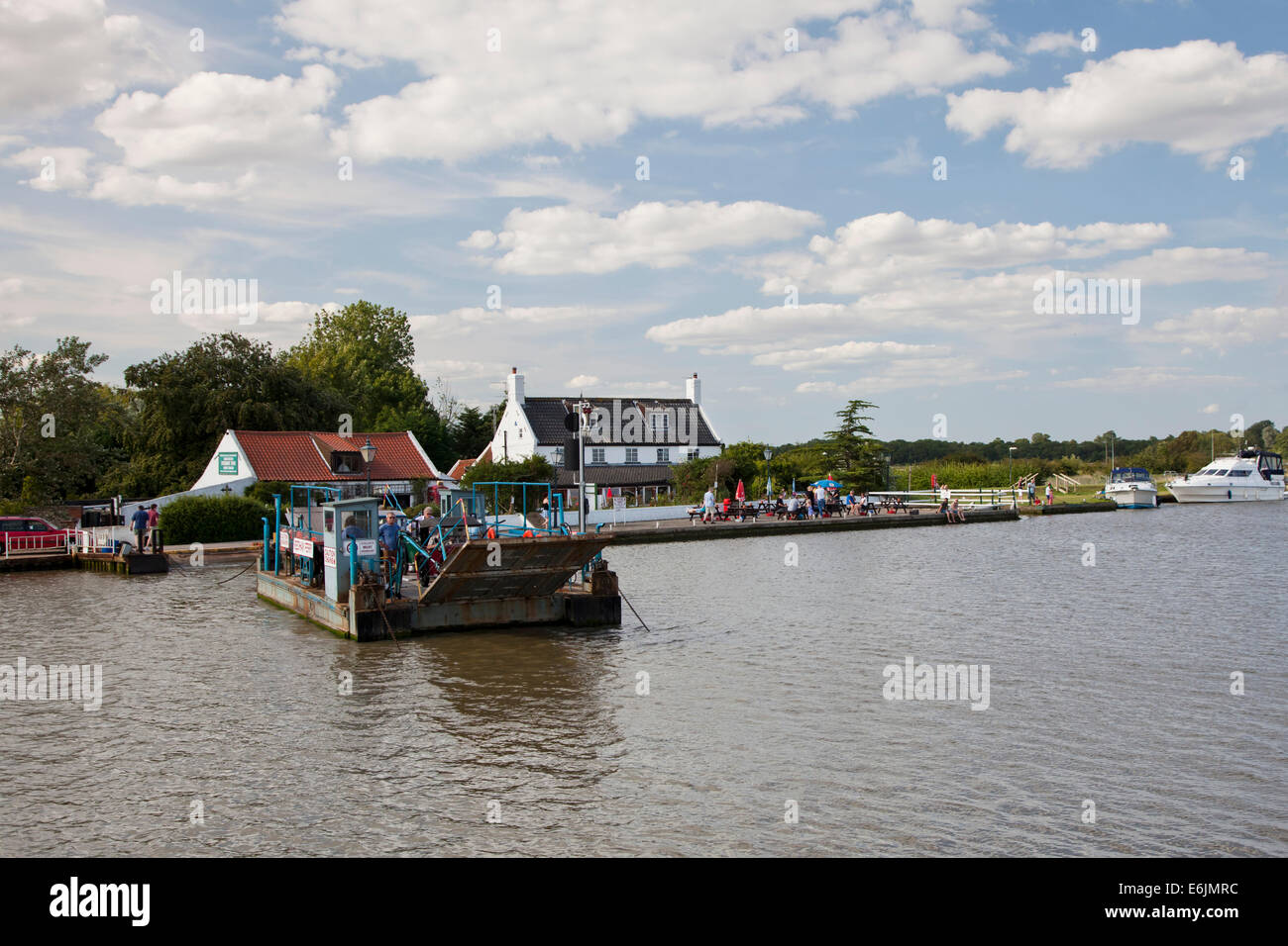 Reedham Ferry on the River Yare in Norfolk, the only crossing on this ...