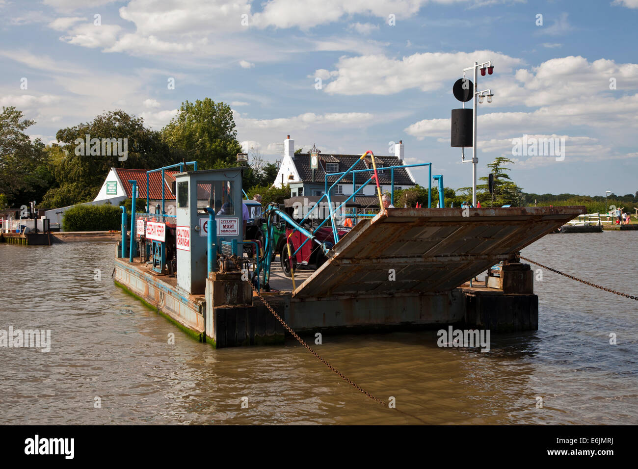 Reedham Ferry on the River Yare in Norfolk, the only crossing on this ...