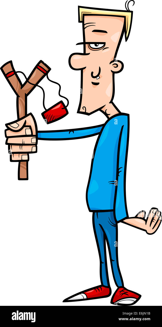 Cartoon Illustration of Hooligan or Rascal with Slingshot Stock Photo ...