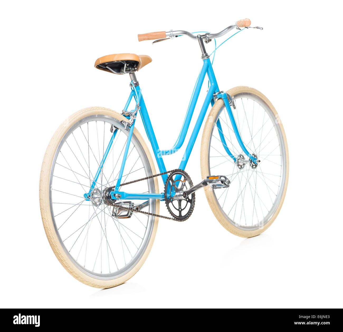 Stylish womens blue bicycle isolated on white background Stock Photo ...