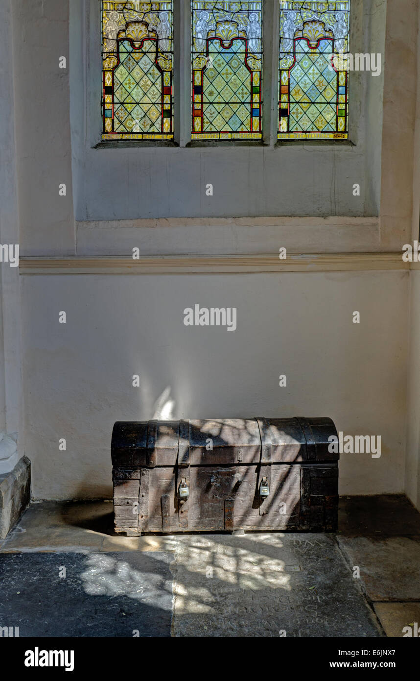Parish Chest under a stained glass window at St Botolph's church ...