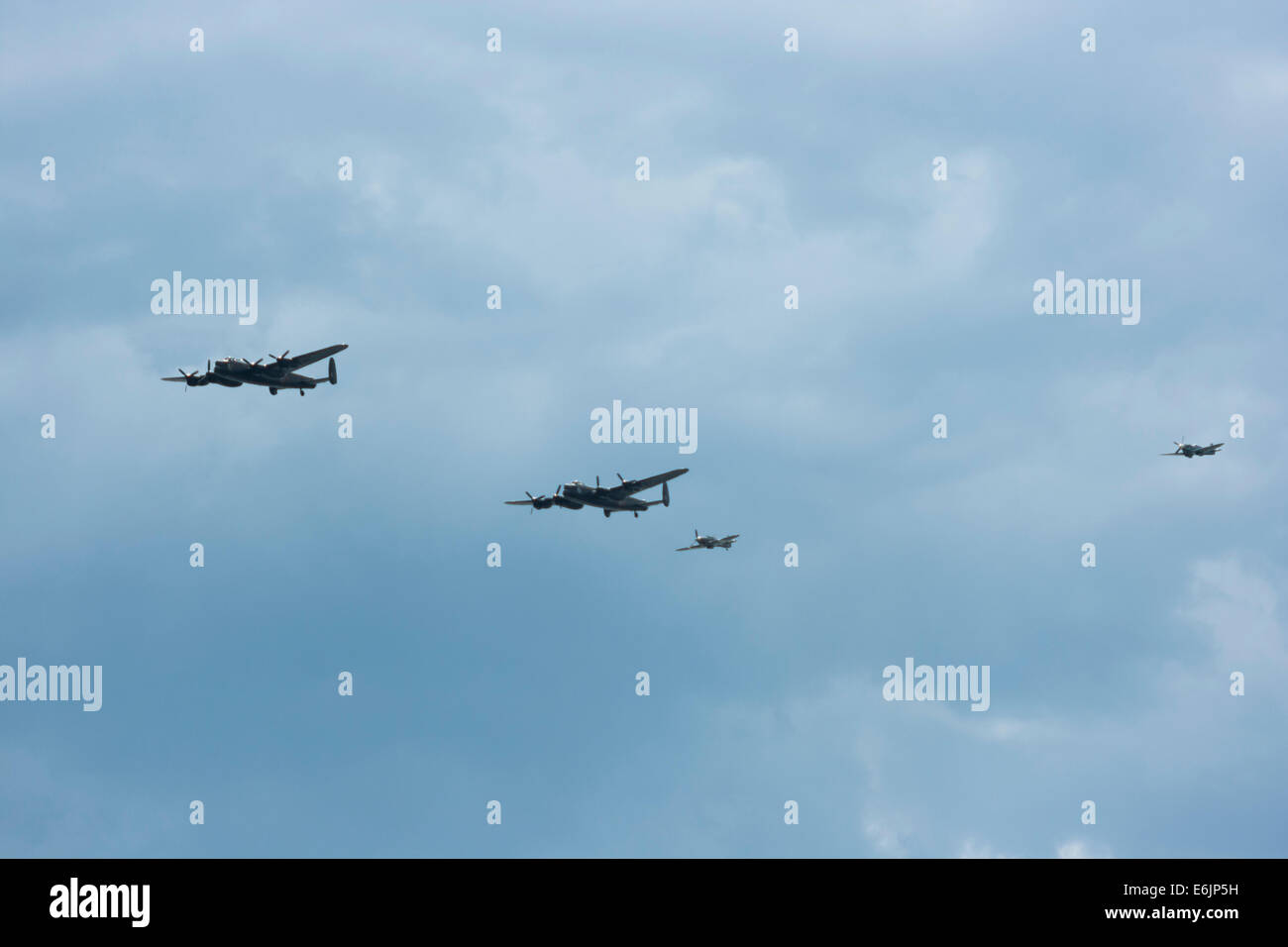 The last two flying Avro Lancaster bombers flying at Clacton Air Show ...