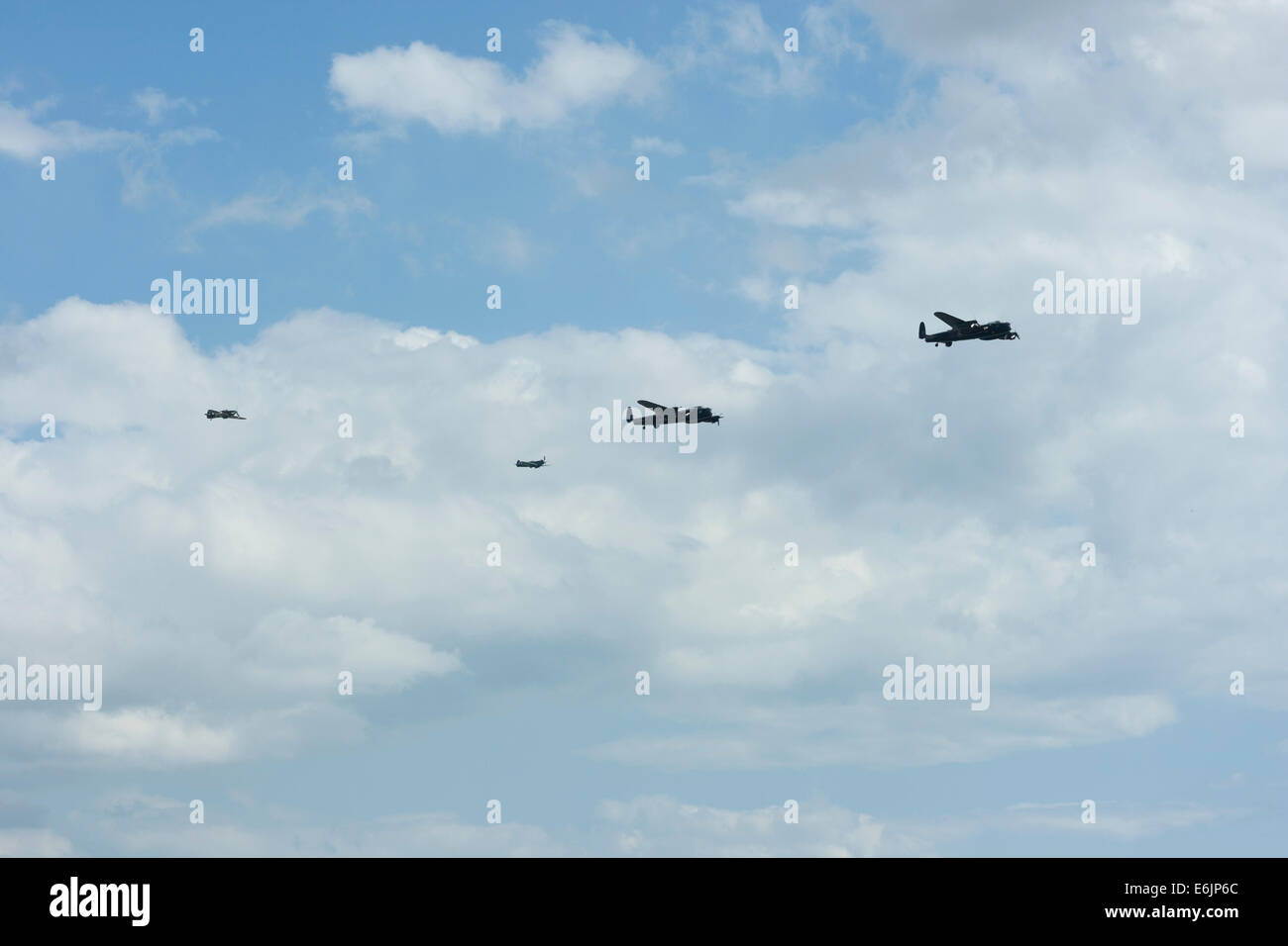 The last two flying Avro Lancaster bombers flying at Clacton Air Show ...