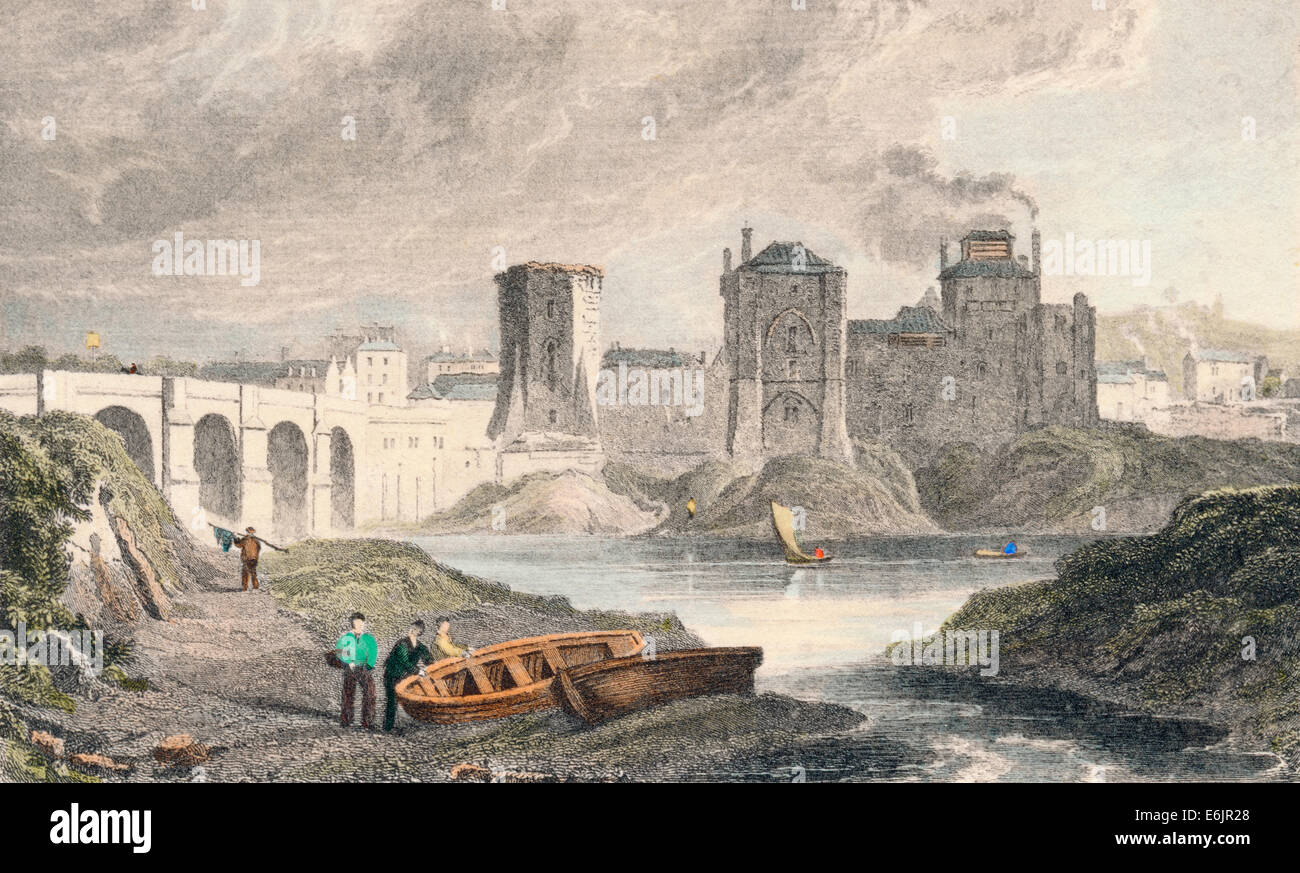 Newport castle and river Usk, Wales, UK Stock Photo - Alamy