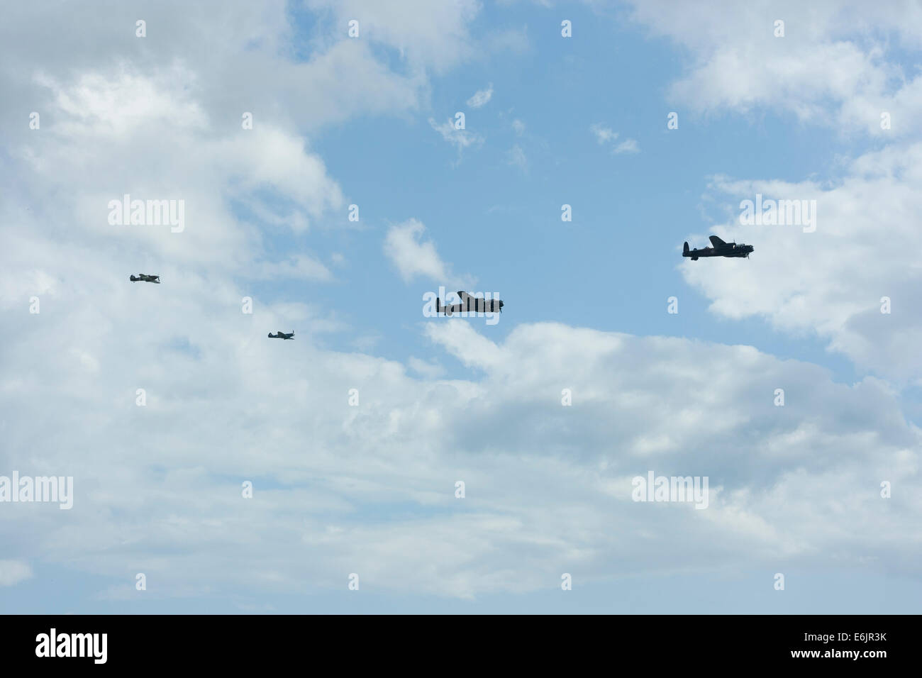 The last two flying Avro Lancaster bombers flying at Clacton Air Show ...