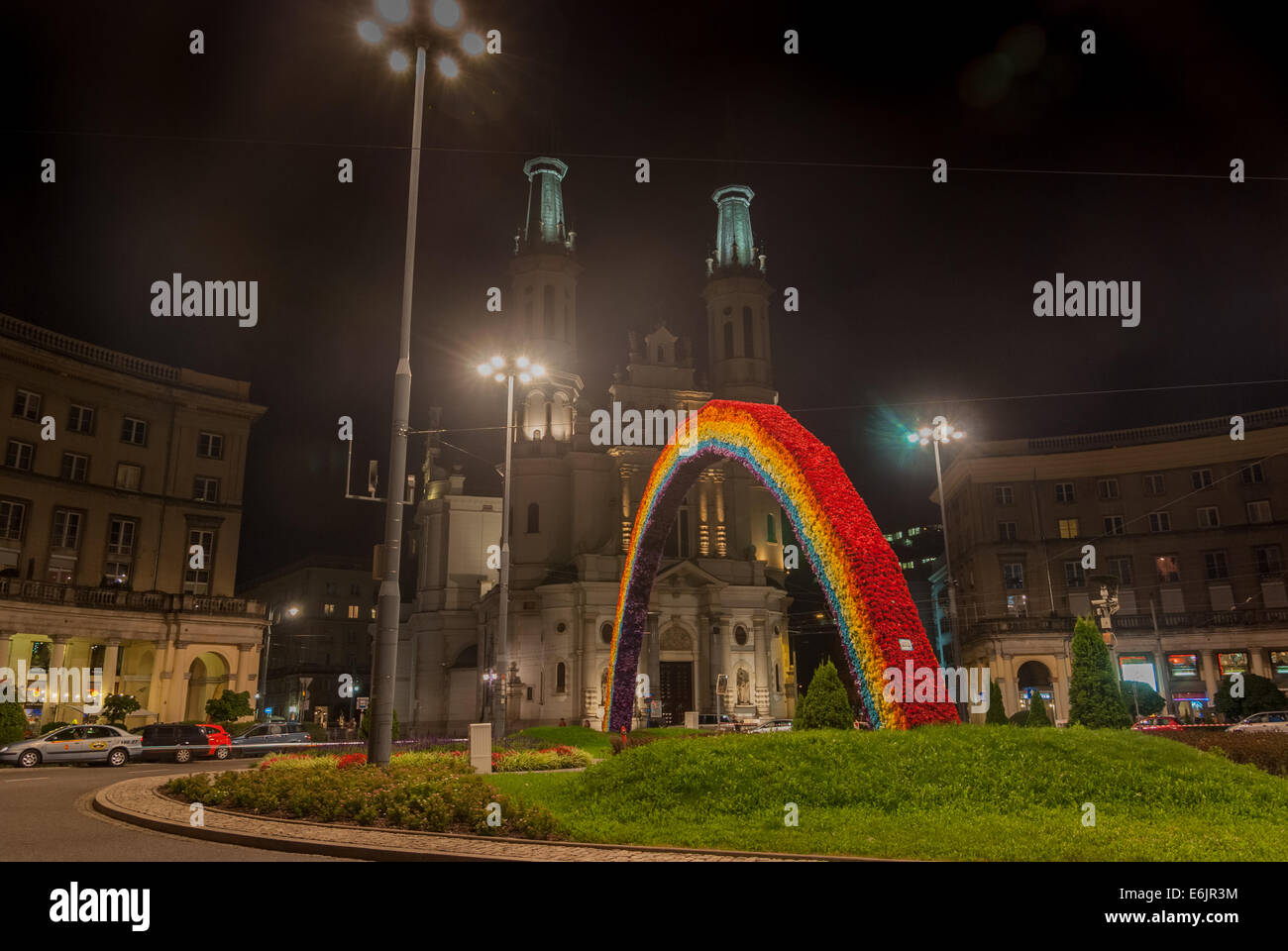Rainbow and the Holly Saviour Church at Zbawiciela (Saviour's) Sq ...