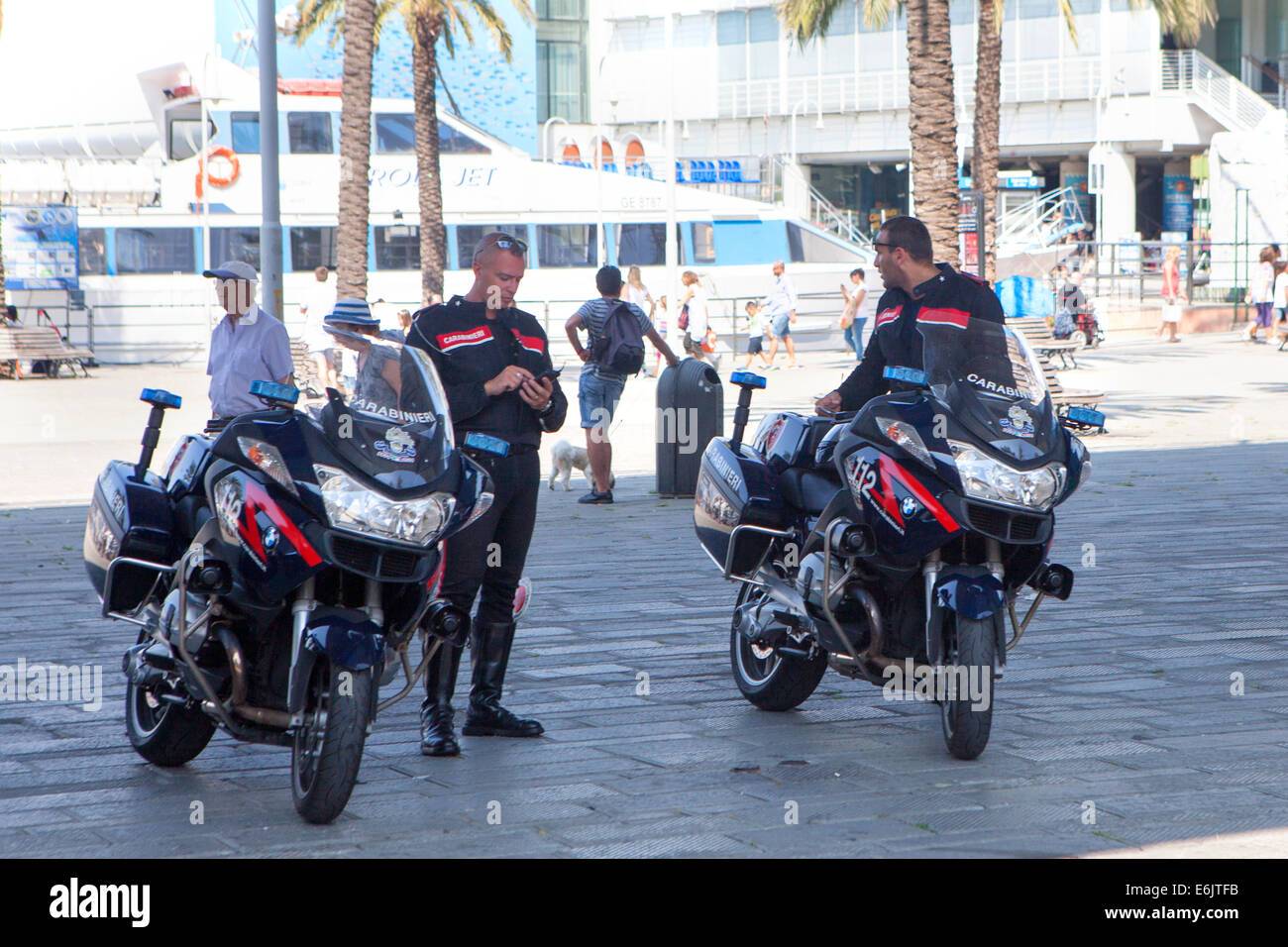 Police at Genoa the historical port city in northern Italy, the capital ...